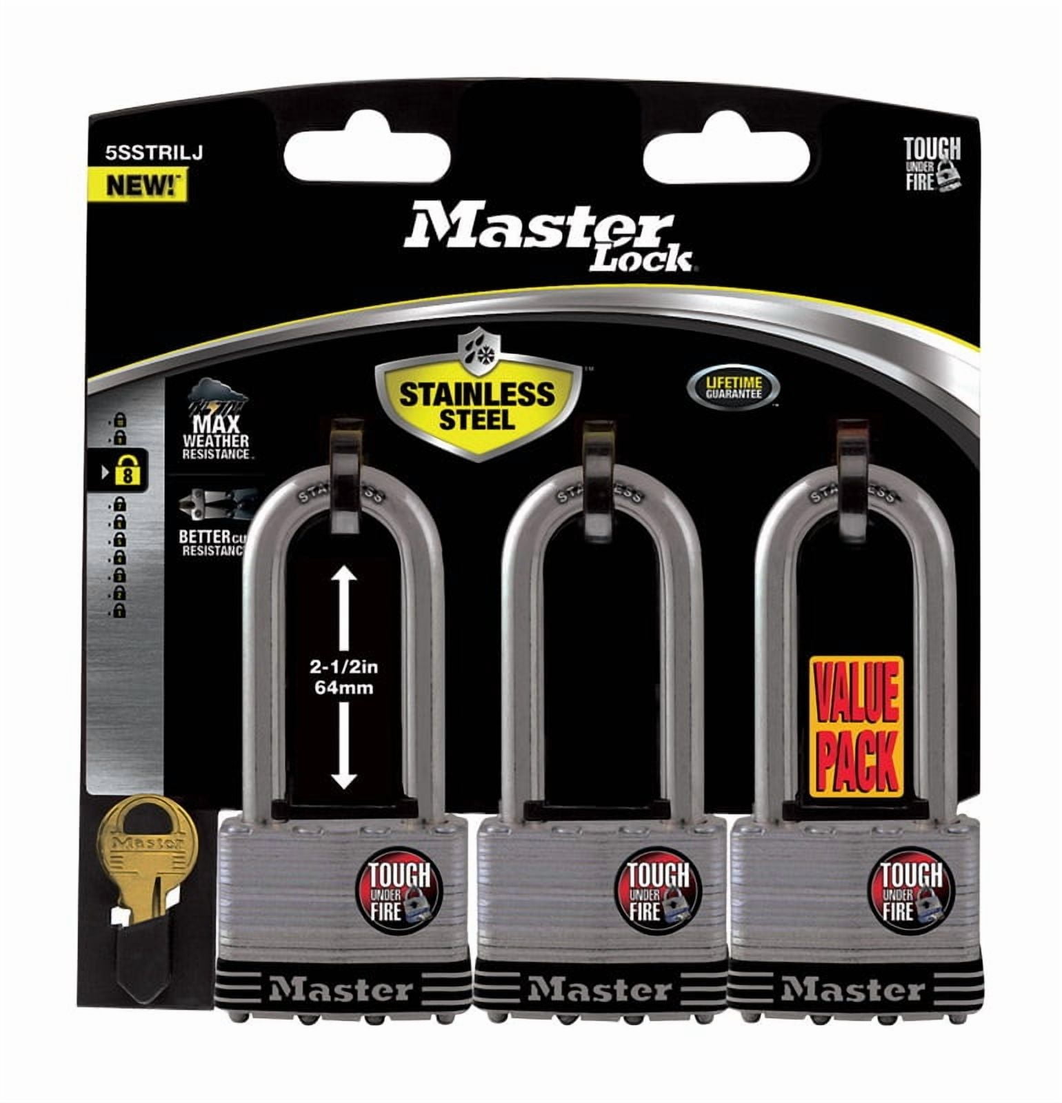 Master Lock 5SSTRILJHC 4-Pin Cylinder Padlock, Stainless Steel, 2" W ...