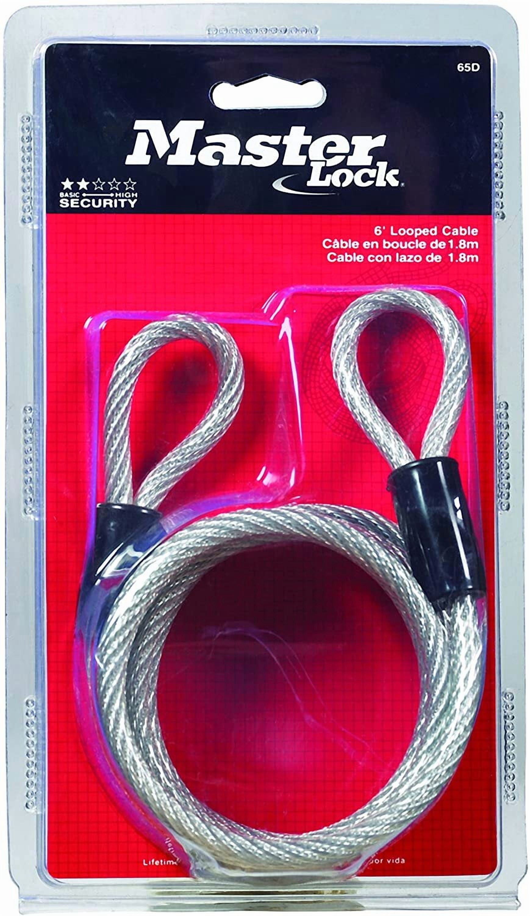 Master Lock 65D 6' Self Coiling Vinyl Coated Cable with Loop Ends ...