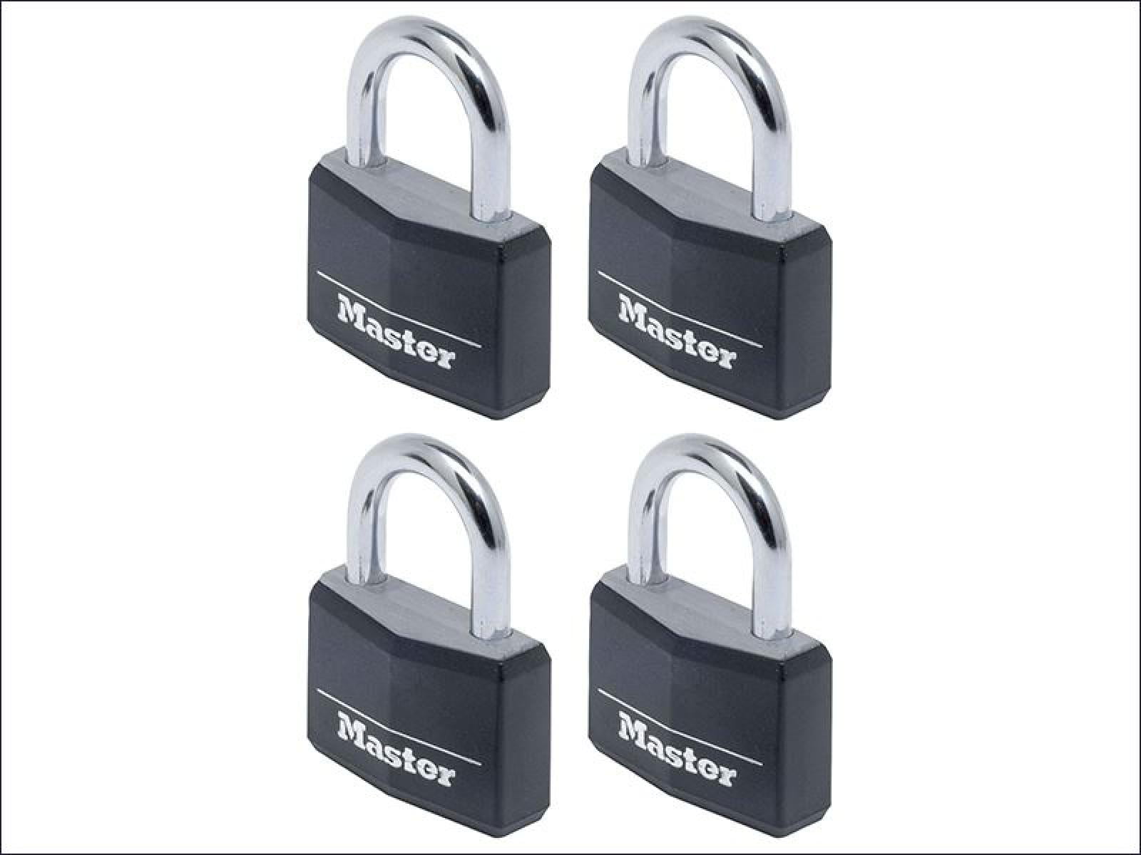Master Lock - Aluminium Black Vinyl Cover 40mm Padlock 4-Pin - Keyed ...