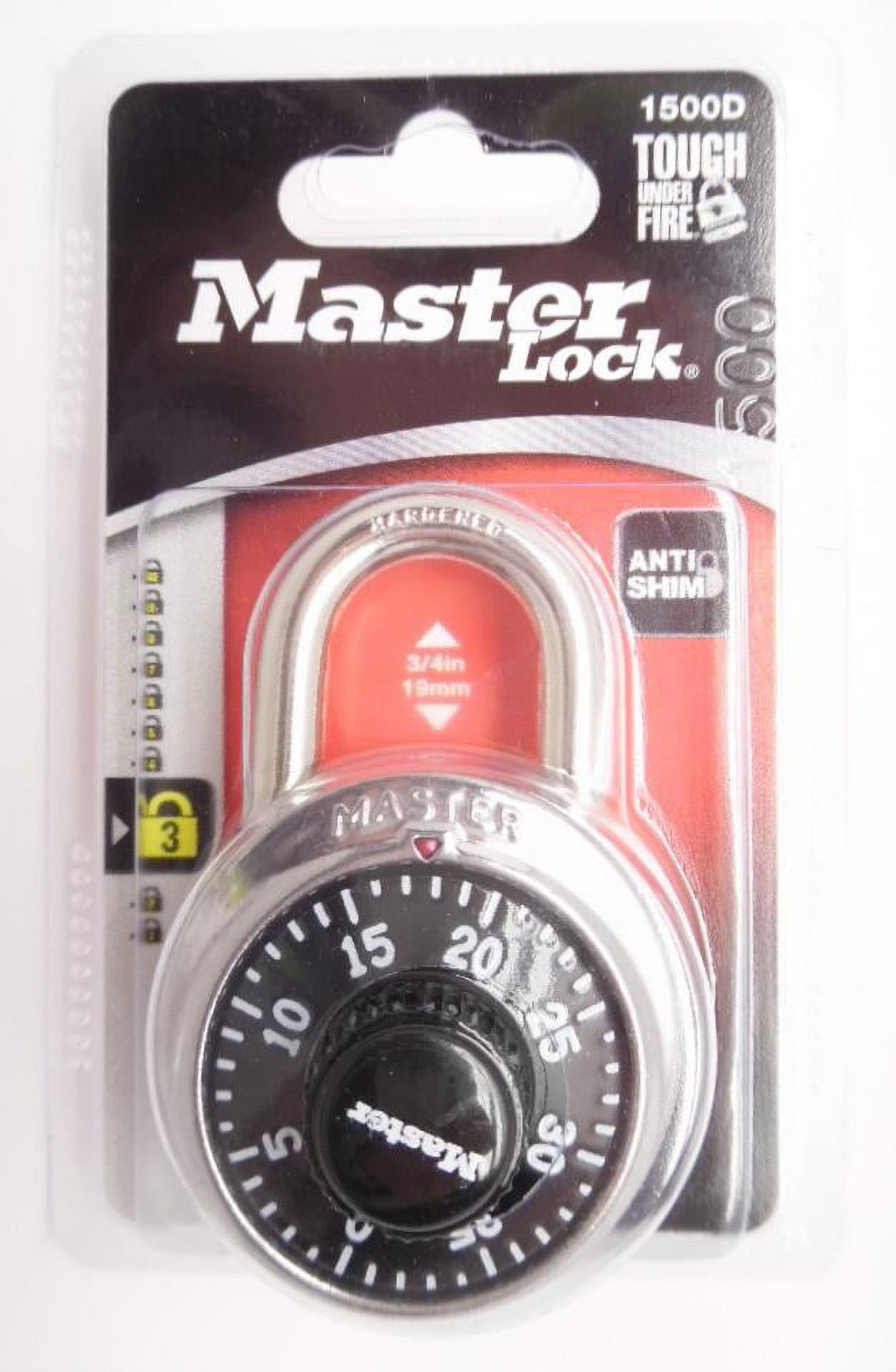 Master Lock Anti-shim 3-digit Combination Padlock Anti-Shim Lock 1500D ...