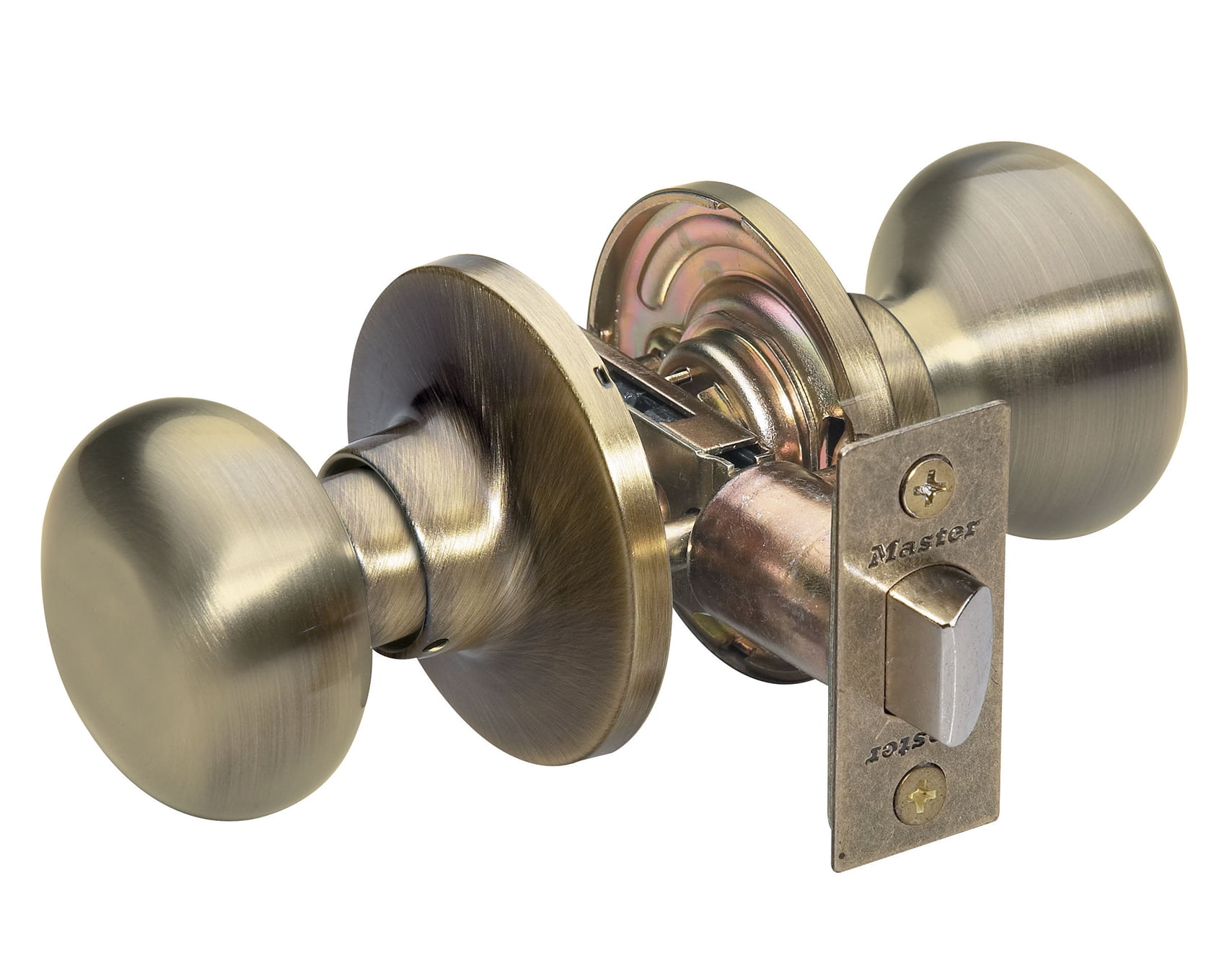 Master Lock BCO0405 Antique Brass Biscuit Passage Entry Door Knob ...