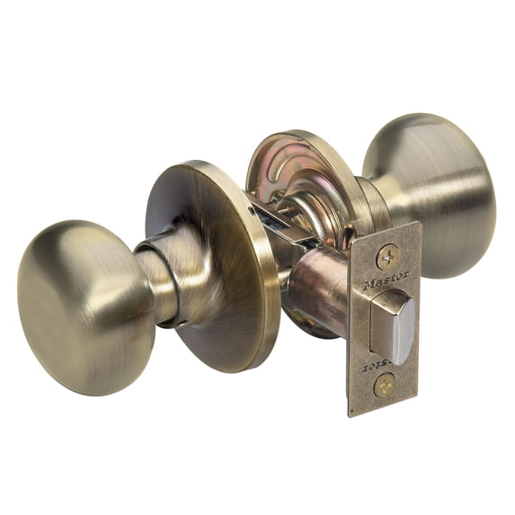 Master Lock BCO0405 Antique Brass Biscuit Passage Entry Door Knob ...