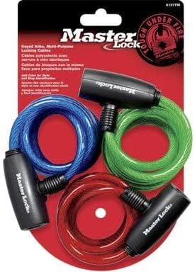 Master Lock Bike Lock/Cable Ka Asst Colors Red Blue Green Pack,Pack 3 ...
