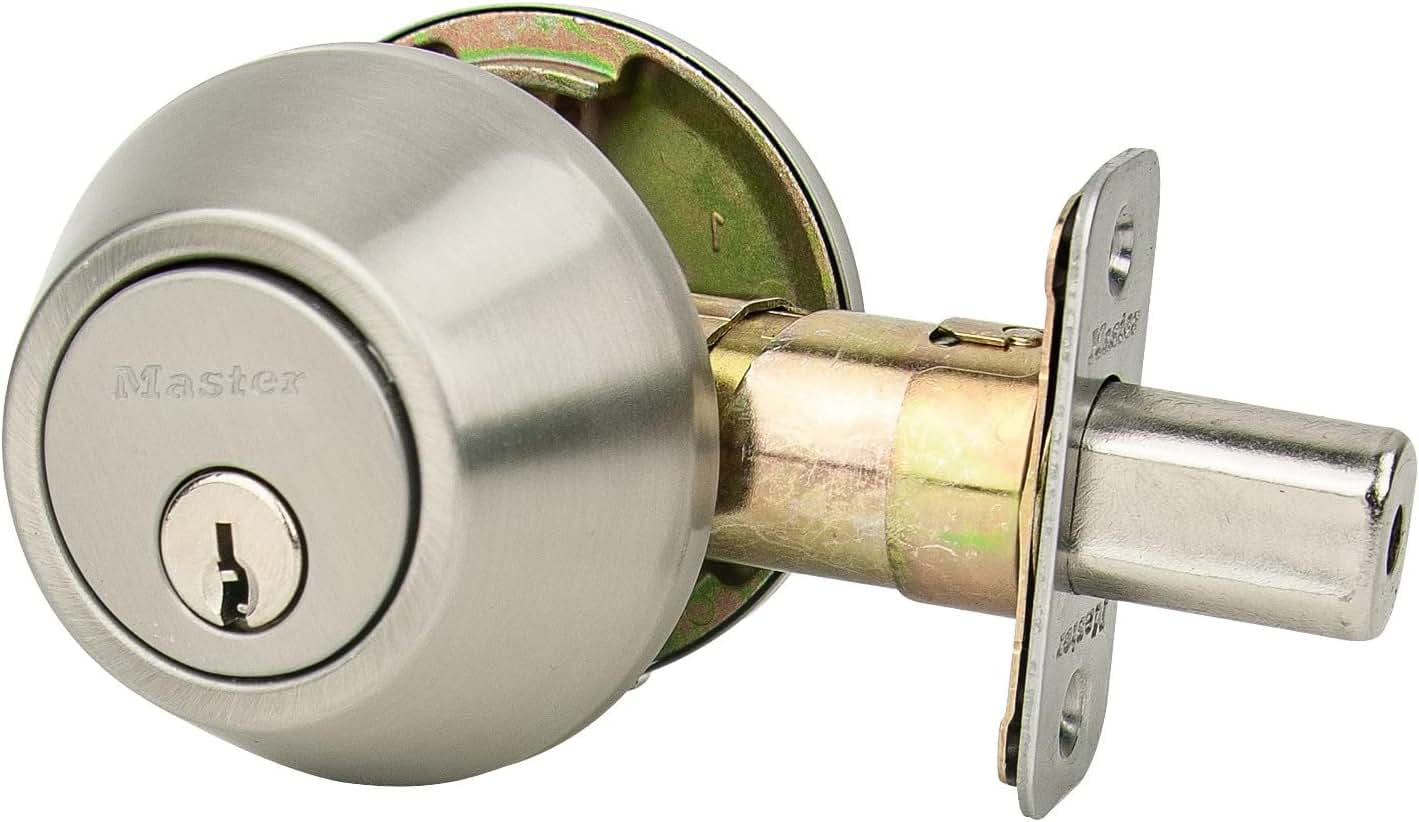 Master Lock DSON0615 Nightwatch Single Cylinder Deadbolt, Satin Nickel ...