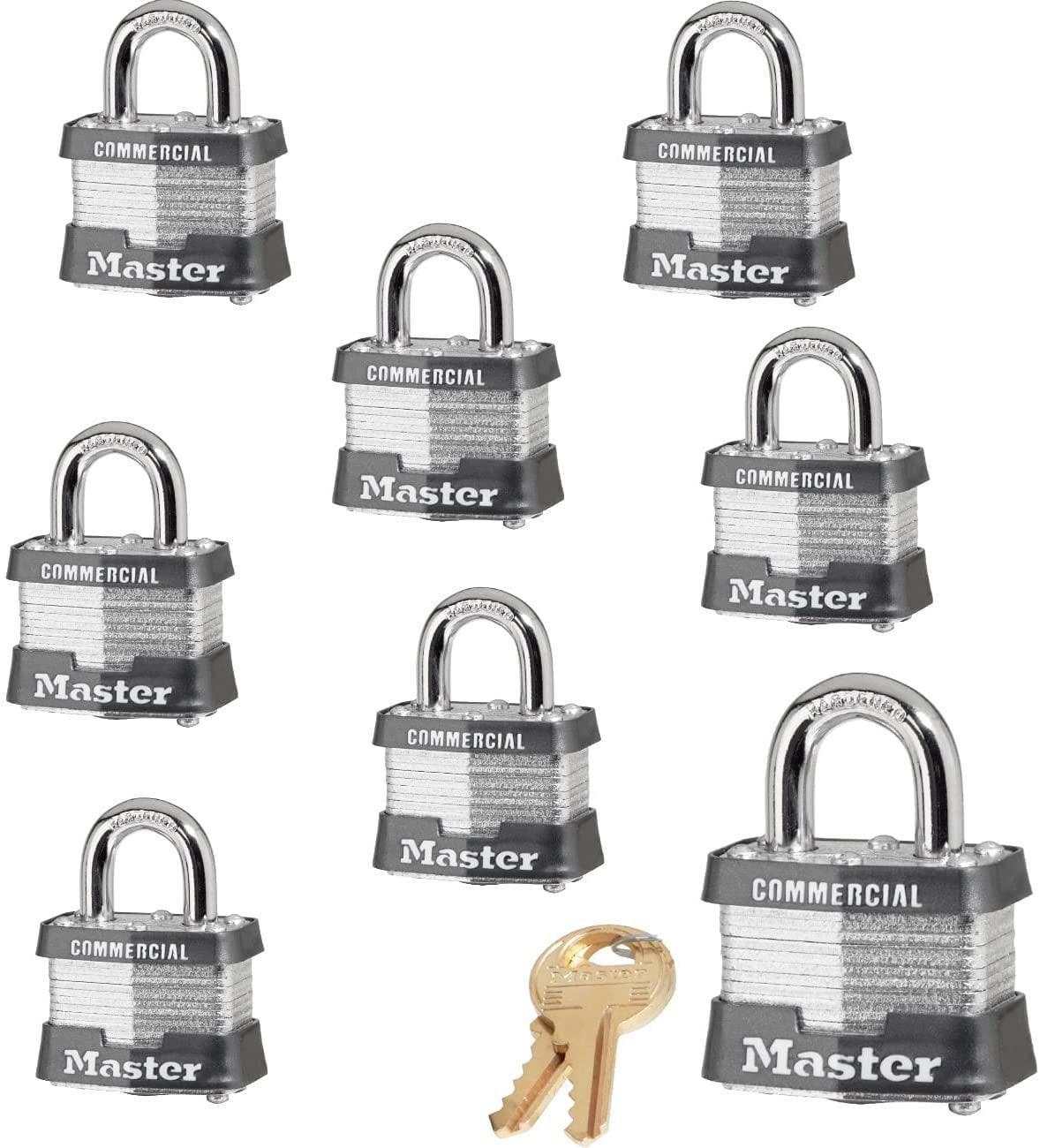 Master Lock Keyed Alike Padlocks, 3KA-8, 1-9/16" Steel Body, 9/32 ...