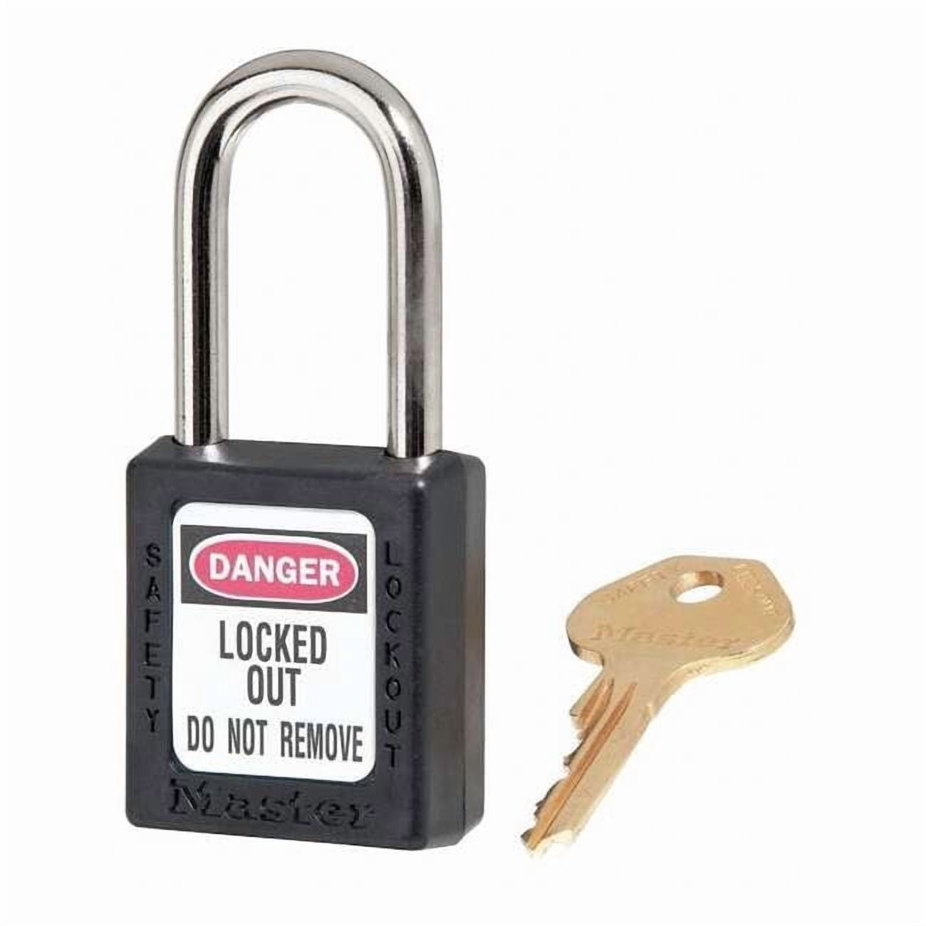 Lockout Padlock, Keyed Alike, Thermoplastic, Black, 1 1/2 in Shackle ...