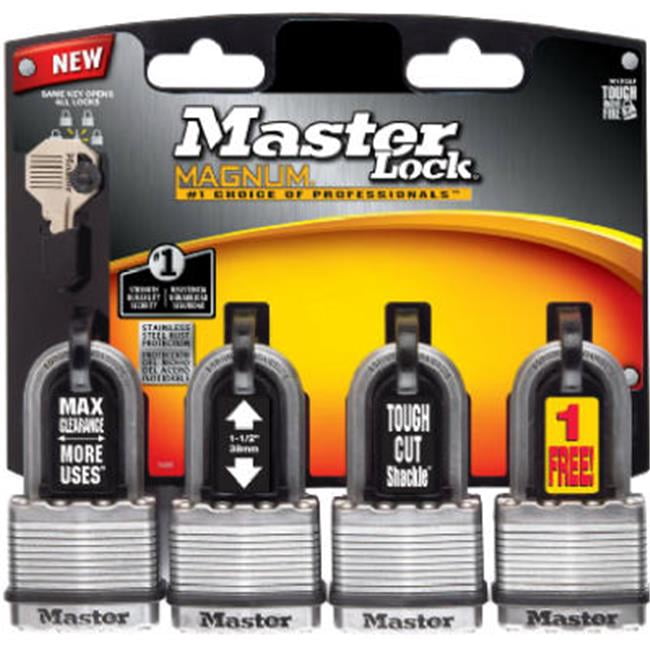 Master Lock M1XQLFCCSEN Magnum Keyed Laminated Padlocks, 4-Pack, 1-3/4 ...