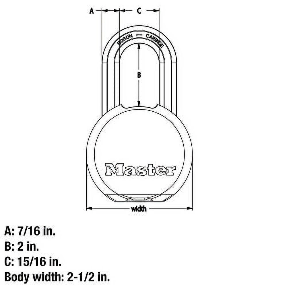 Master Lock Magnum Heavy Duty Solid Steel Silver Padlock with Key, Cut ...