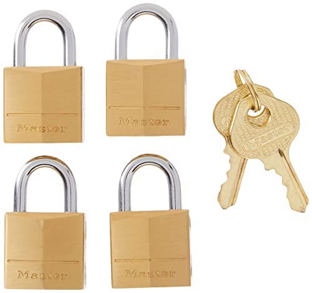 Master Lock Padlock, Solid Brass Lock, 3/4 in. Wide, 120Q (Pack of 4 ...