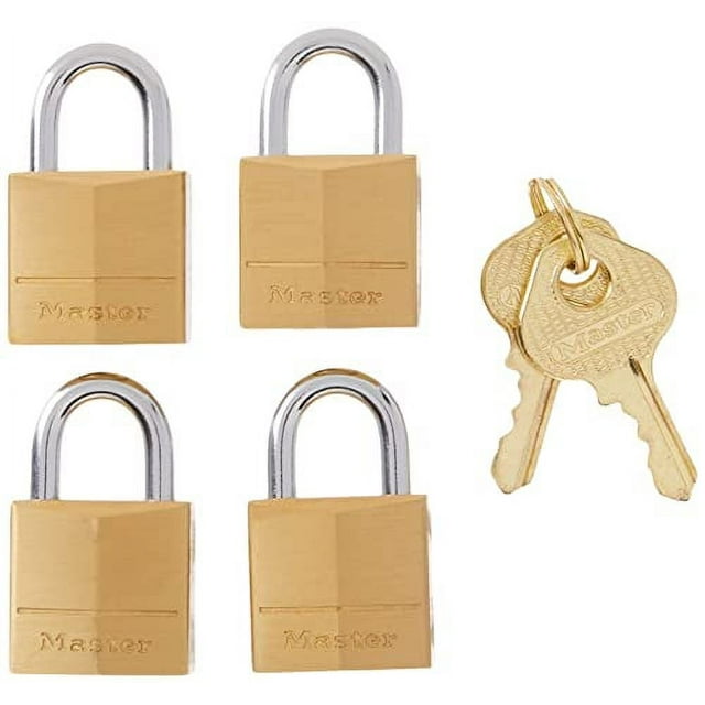 Master Lock Padlock, Solid Brass Lock, 3/4 in. Wide, 120Q (Pack of 4 ...