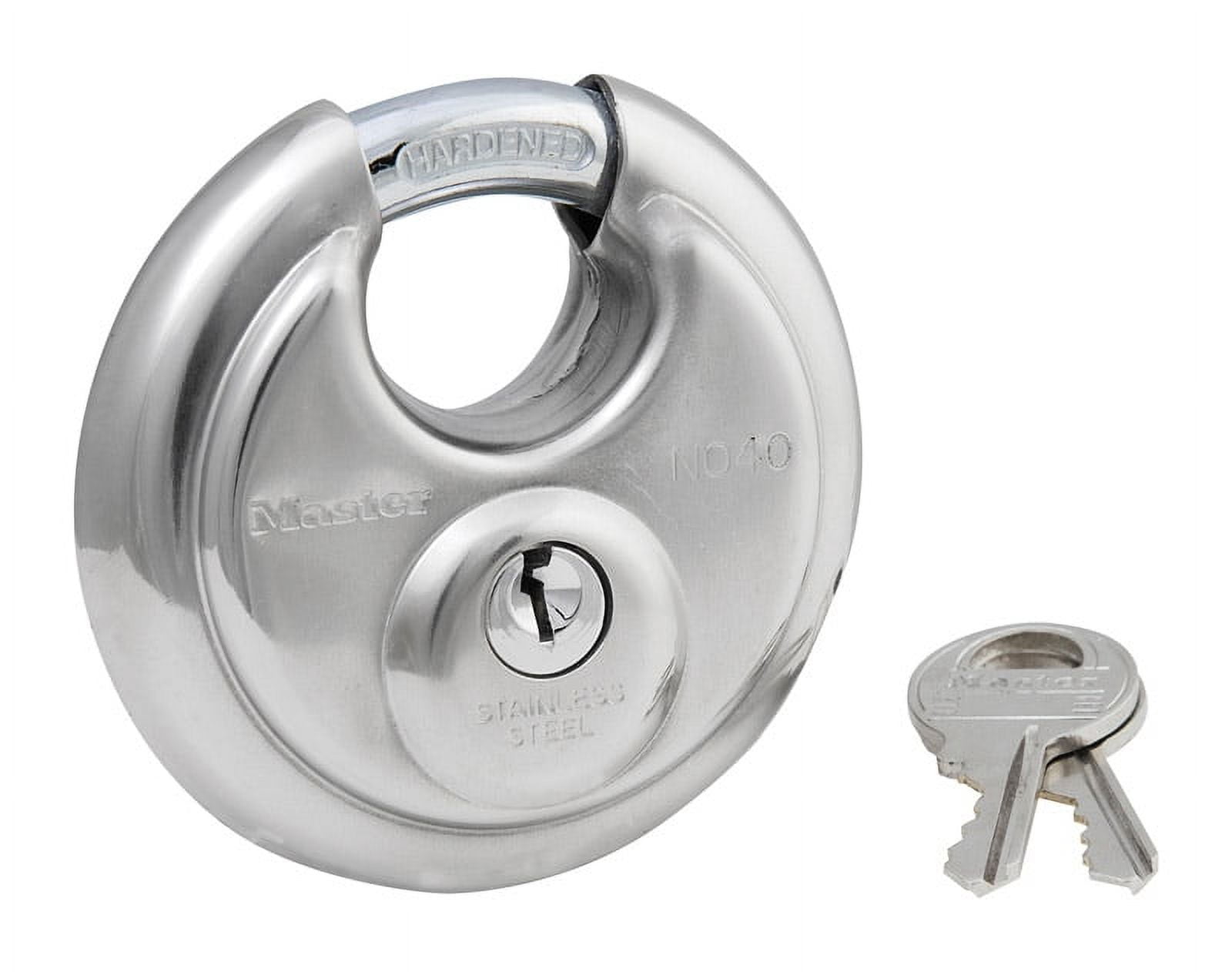 Master Lock Stainless Steel 4-Pin Cylinder Disk Padlock, 2-3/4 in. Wide ...