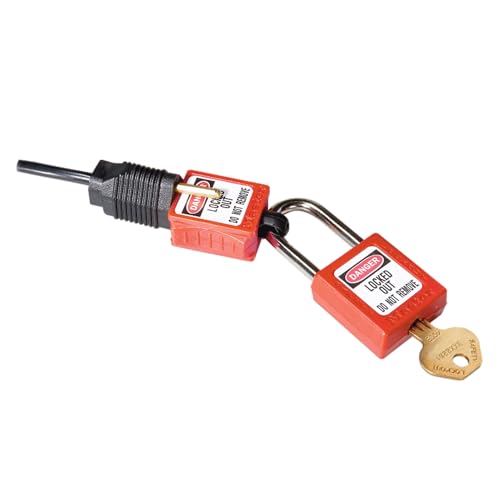Master Lock S2005 Lockout Tagout Electrical Prong Plug Lockout, Red ...