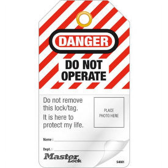 Master Lock Safety ""Do Not Operate"" Photo ID Lockout Tags Self ...