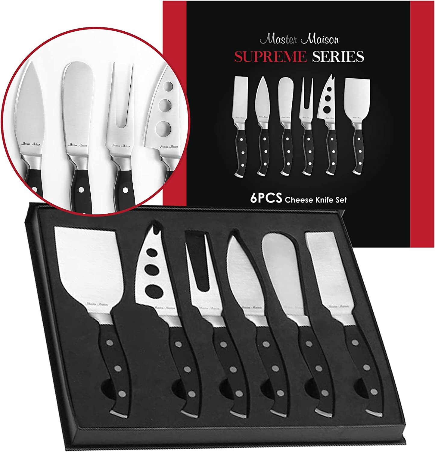 Master Maison 6-Piece Premium Cheese Knife Set | 6 Stainless Steel ...