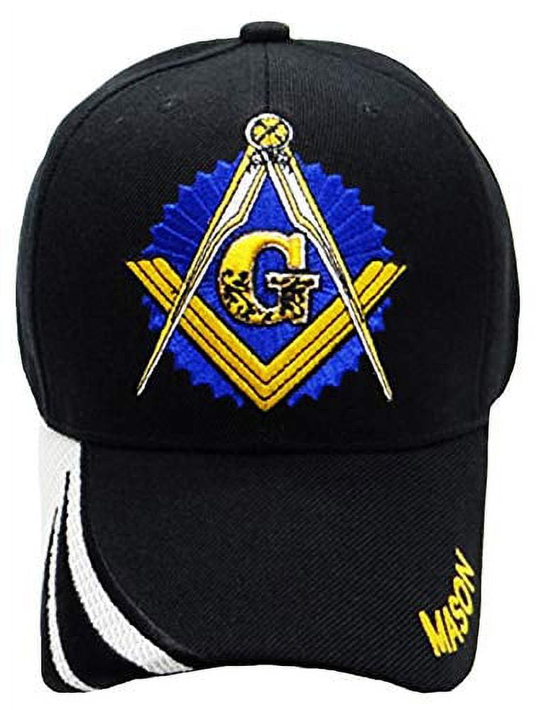 Master Mason Baseball Cap Black n White Hat Masonic Emblem Compass ...