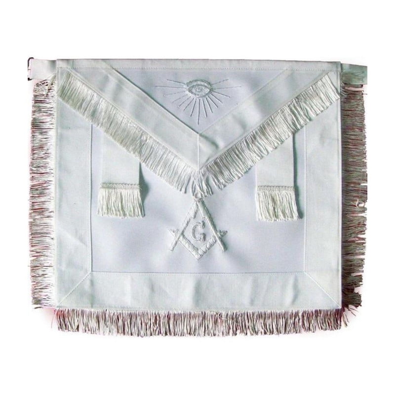 Master Mason Blue Lodge Apron – All White Ribbon with White Fringe ...