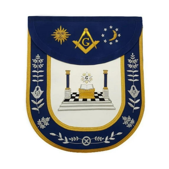 Master Mason Blue Lodge Apron – Altar, Sun, Moon & Pillars, Masonic ...