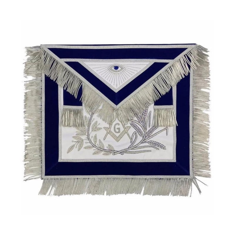 Master Mason Blue Lodge Apron – Blue Velvet with Silver Fringe, Hand ...