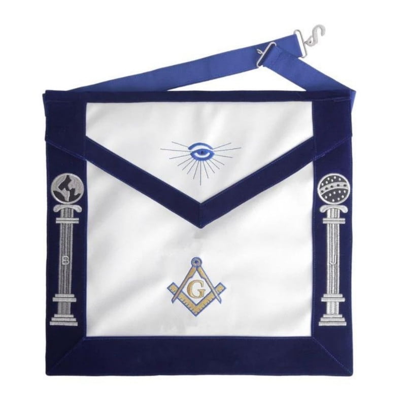 Master Mason Blue Lodge Apron - Royal Blue Velvet And White - Elegant ...