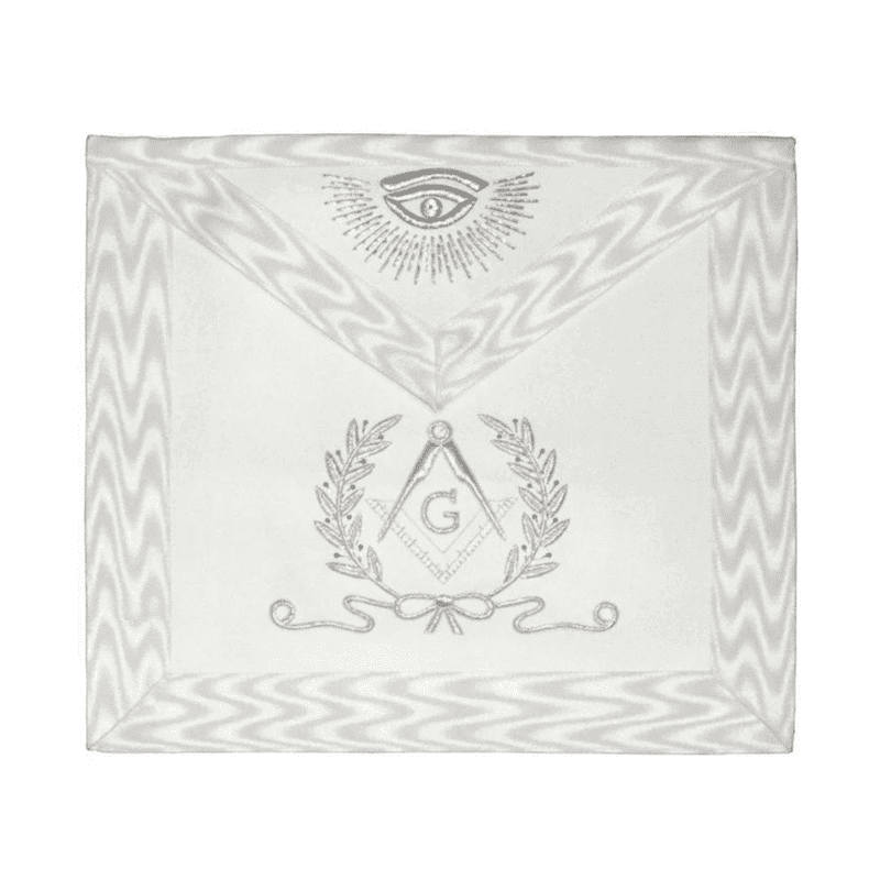 Master Mason Blue Lodge Apron – White Hand Embroidered, Silver Bullion ...