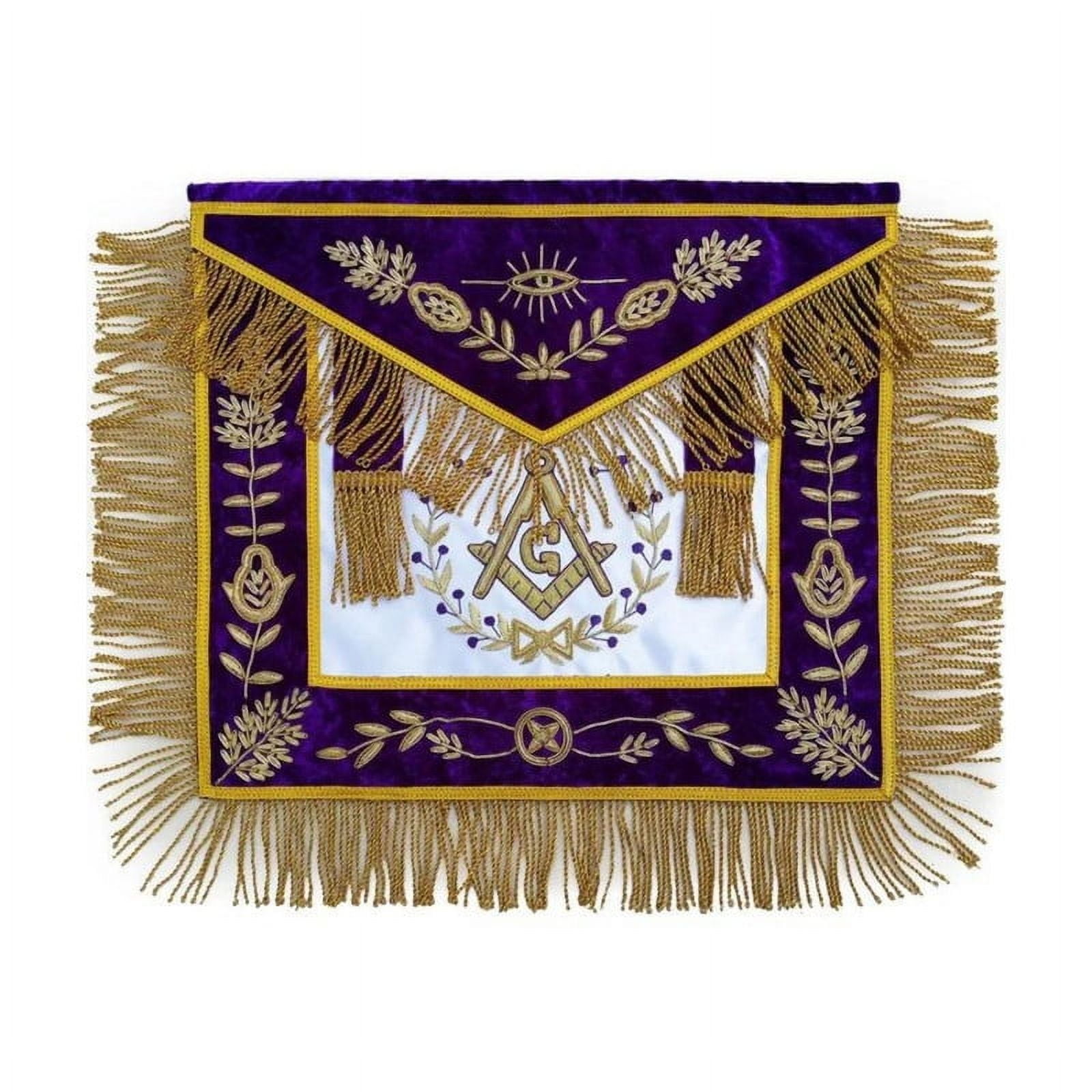 Master Mason Blue Lodge Apron – White Satin & Purple with Gold Fringe ...