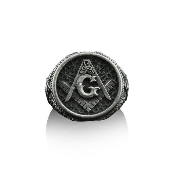 Master Mason Handmade Sterling Silver Men Signet Ring, Freemason Symbol ...