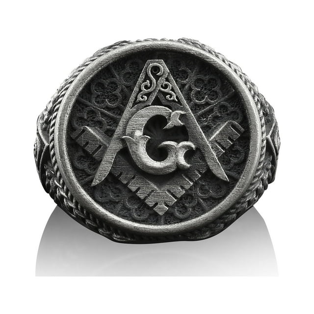 Master Mason Handmade Sterling Silver Men Signet Ring Freemason Symbol Signet Ring Masonic