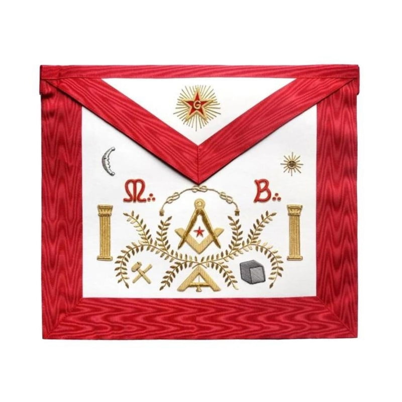 Master Mason Scottish Rite Apron - Red Moire with Stone Acacia ...