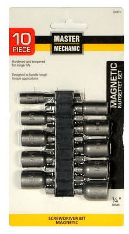 Master Mechanic 10 Piece Magnetic Nutsetter Set Includes 3/16" 1/4" 9 ...
