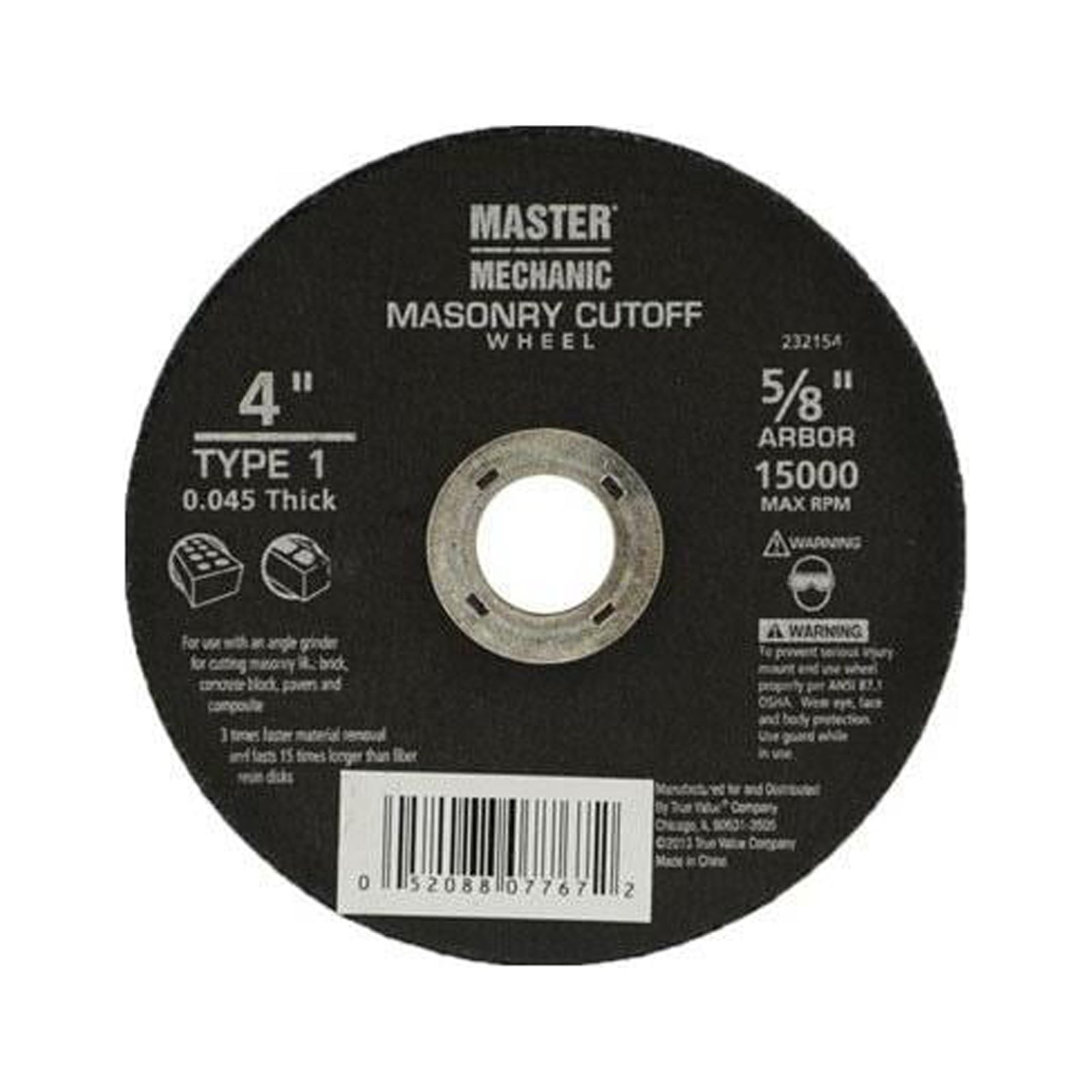 Master Mechanic 232154 Masonry-Cutting Wheel, 4 x .045 x 5/8-In ...