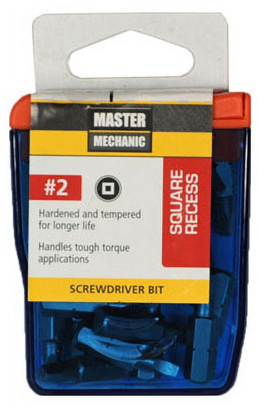 Master Mechanic 25 Pack 1" #2 Square Recess Screwdriver Bit S2 Steel C ...