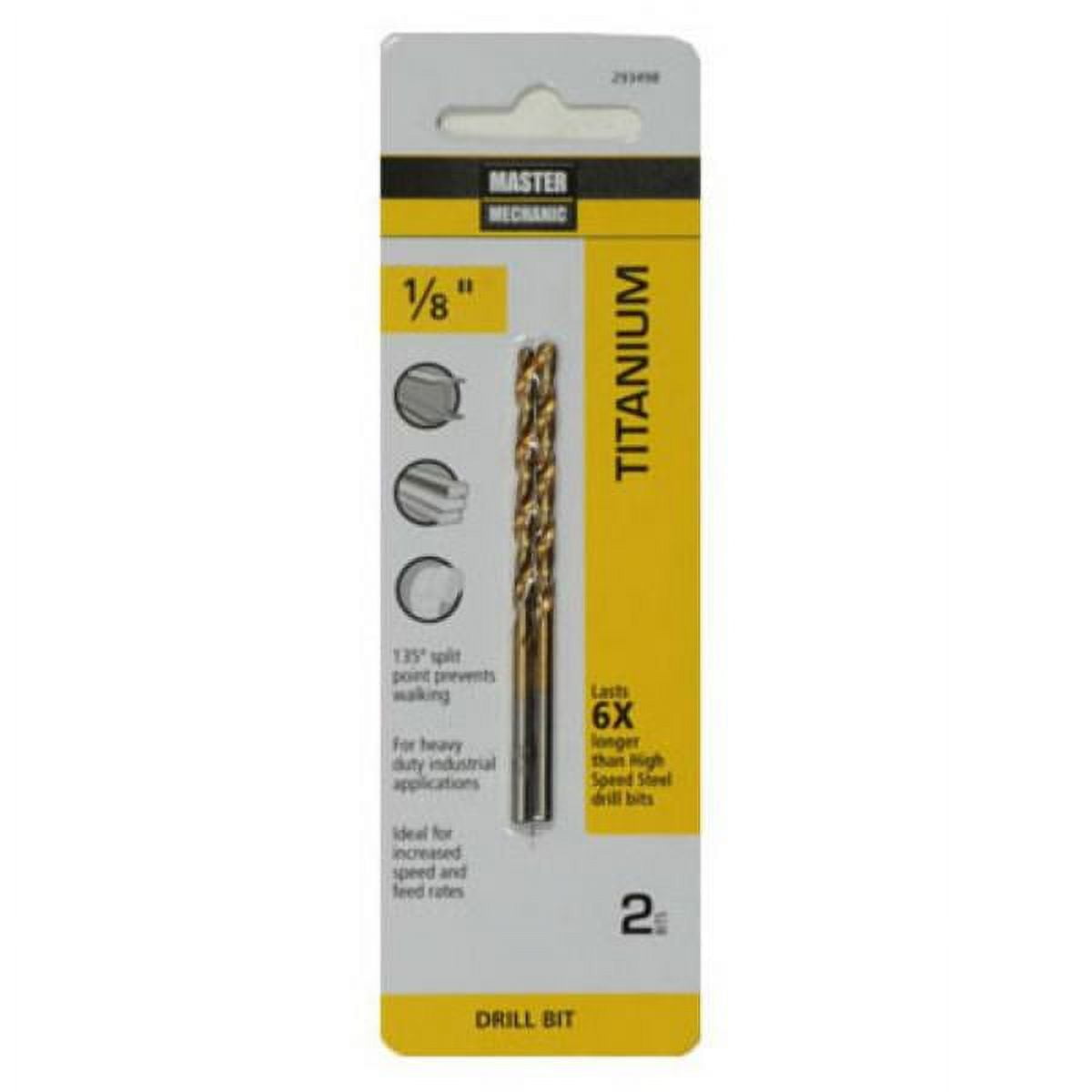 Master Mechanic 293498 Titanium Coated Drill Bit, 1/8" x 2-3/4", 2 Pack ...