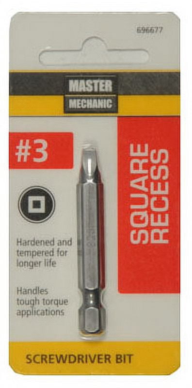 Master Mechanic #3 Square Recessed 2" Screwdriver Bit, Each - Walmart.com