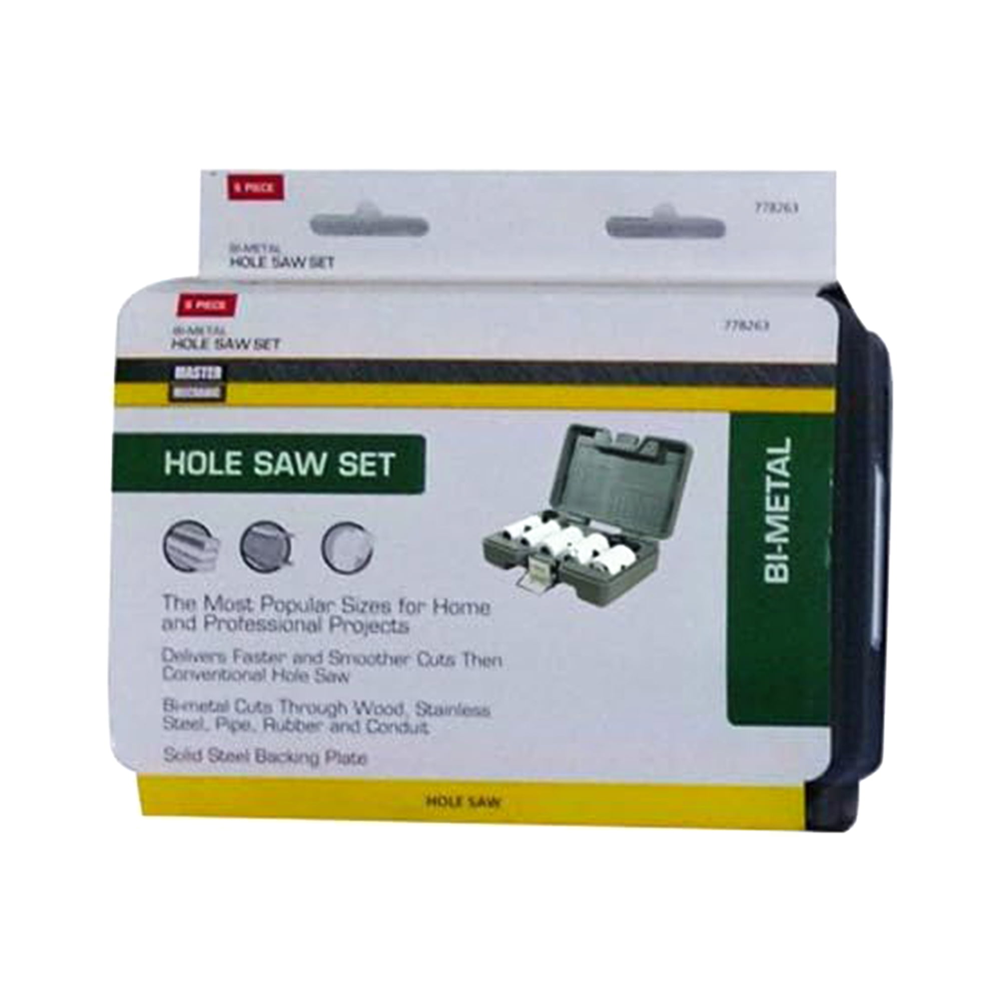 Master Mechanic 6 Piece Bi Metal Hole Saw Set for Easy Cutting Wood & Steel - Walmart.com