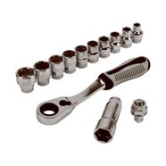 Master Mechanic TV0901438 90-Pc. Mechanics SAE/Metric Socket Tool Set, 1/4 & 3/8 In. Drive ...