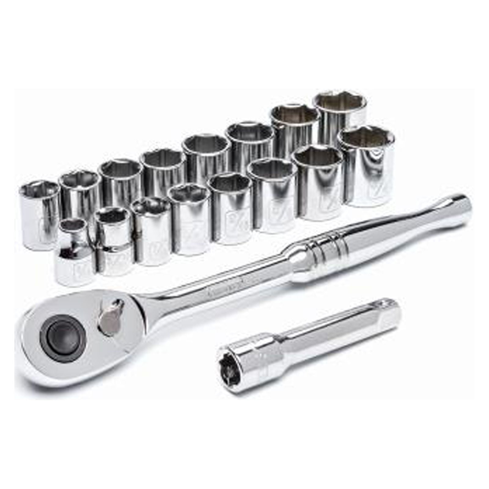 Master Mechanic TV018BACCRP 18-Pc. SAE/Metric Socket Set, 3/8 In. Drive ...