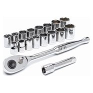 Master Mechanic TV0901438 90-Pc. Mechanics SAE/Metric Socket Tool Set, 1/4 & 3/8 In. Drive ...