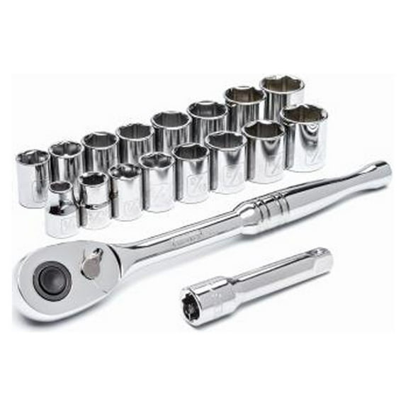 Master Mechanic TV018BACCRP 18-Pc. SAE/Metric Socket Set, 3/8 In. Drive ...