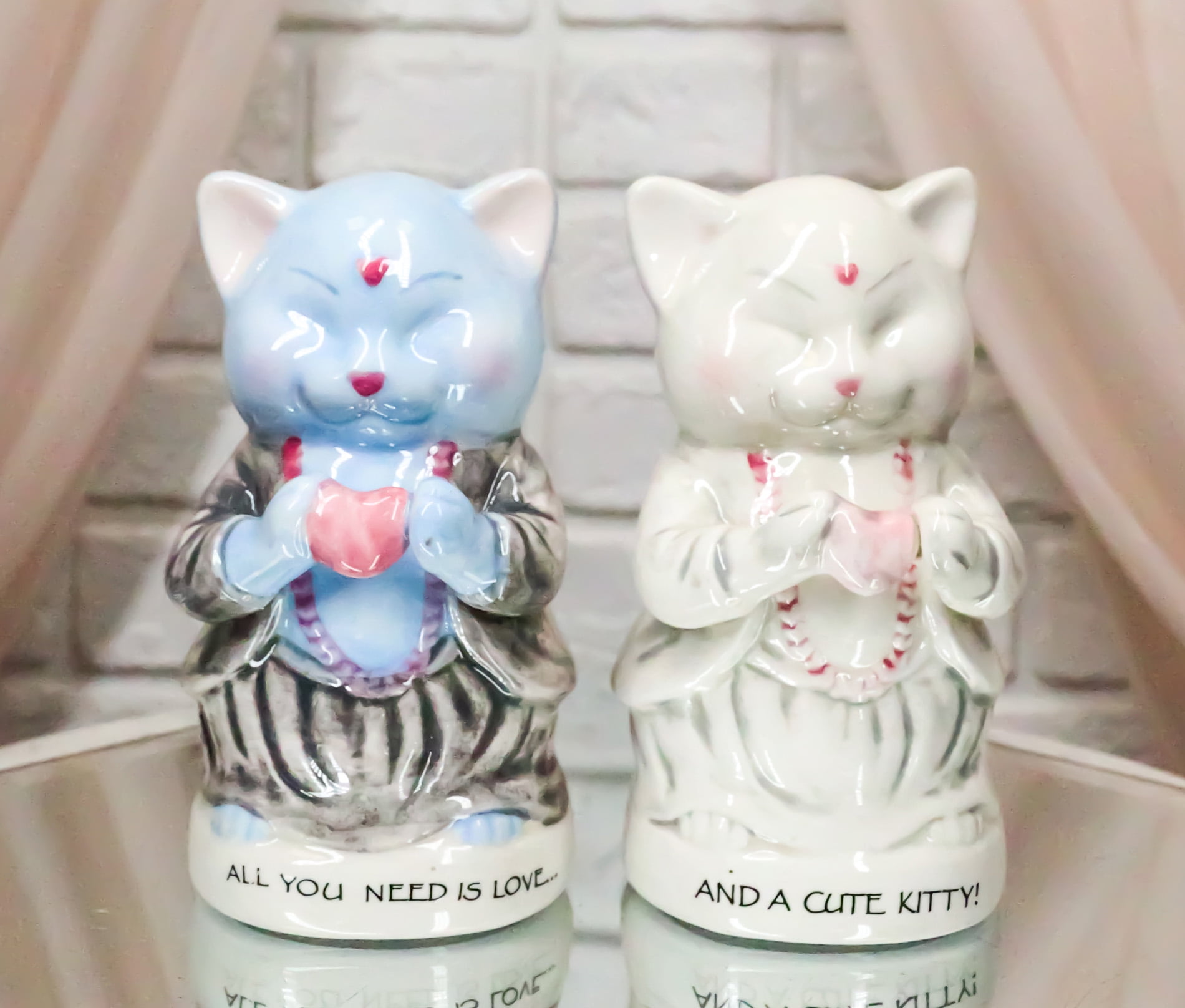 Master Meow Buddha Cats Meditating Love And Kitty Ceramic Salt Pepper ...
