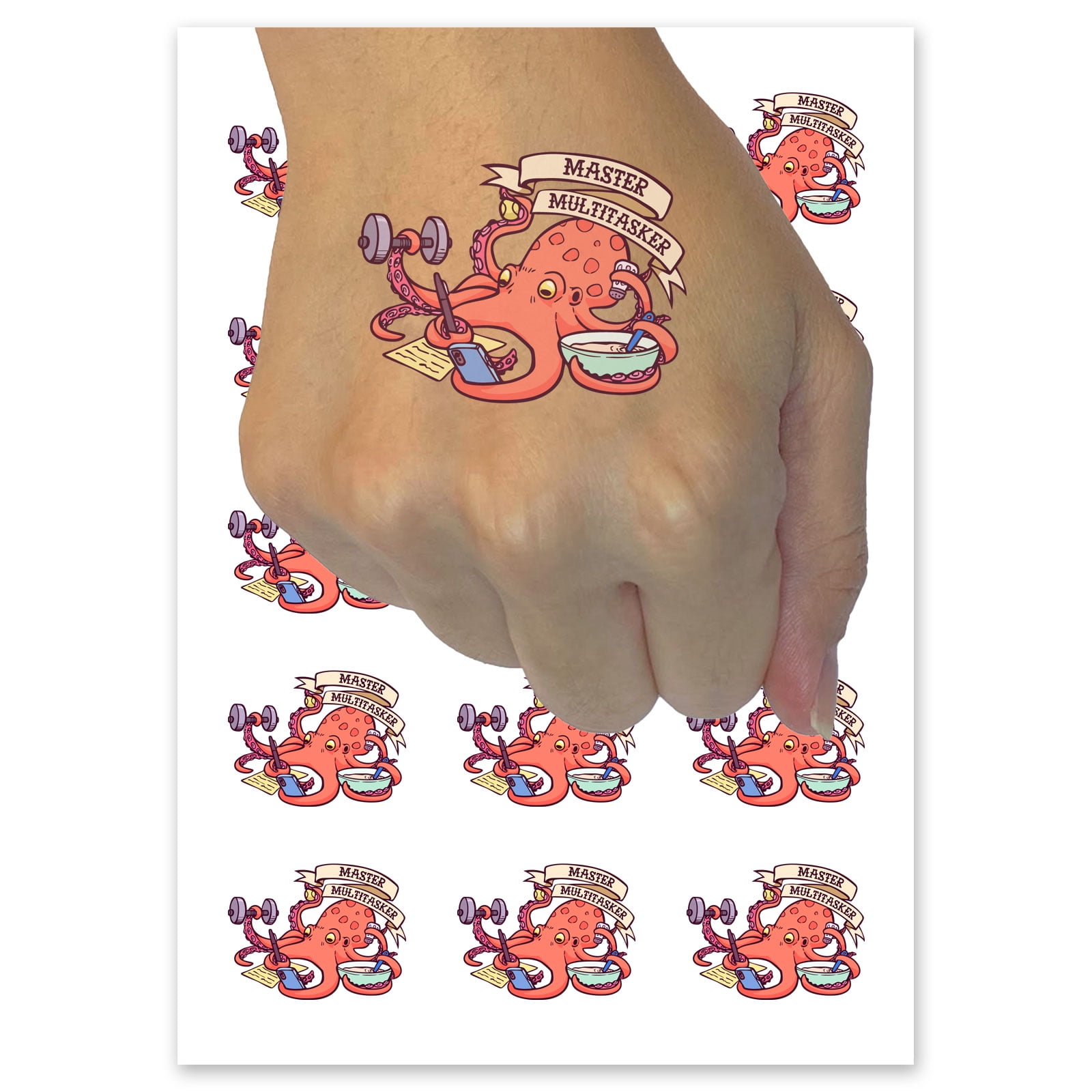 Master Multitasker Multitasking Octopus Tentacles Temporary Tattoo ...