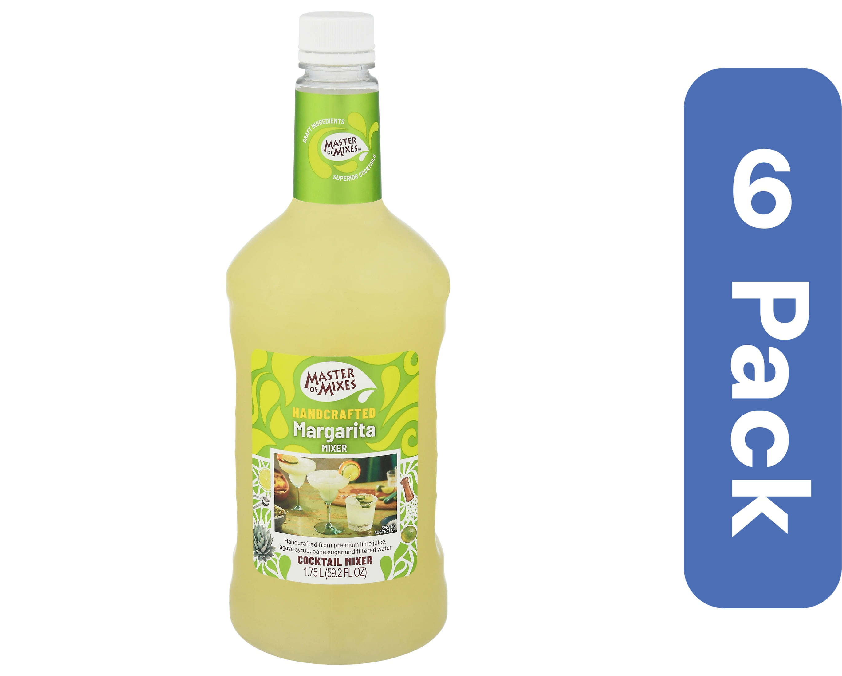 Master of Mixes Margarita Mix, 1.75 L Pack of 6, Low Calorie Lime ...
