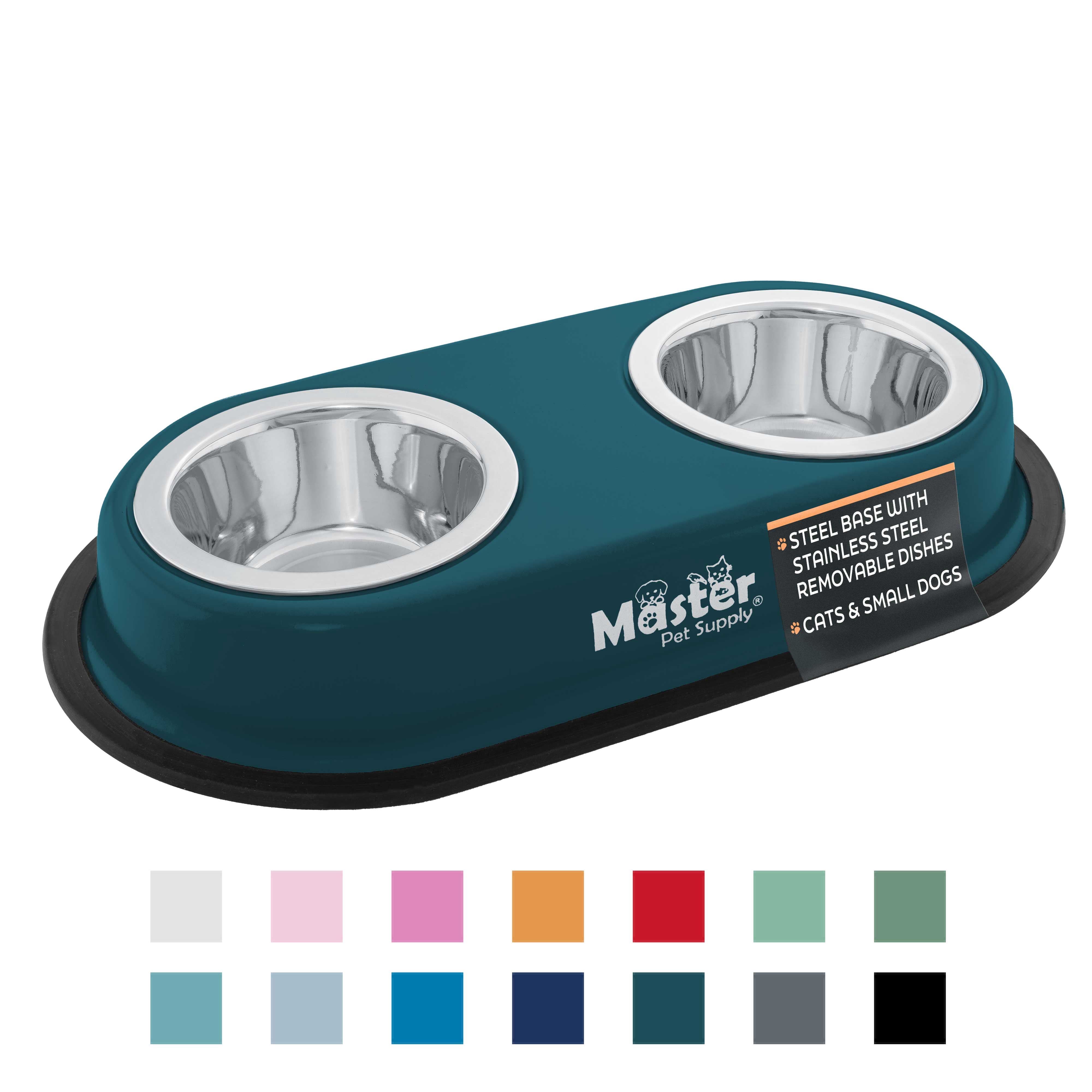 Master Pet Supply Double Dog Bowls Set with Elevated Base and 2 (8 oz ...