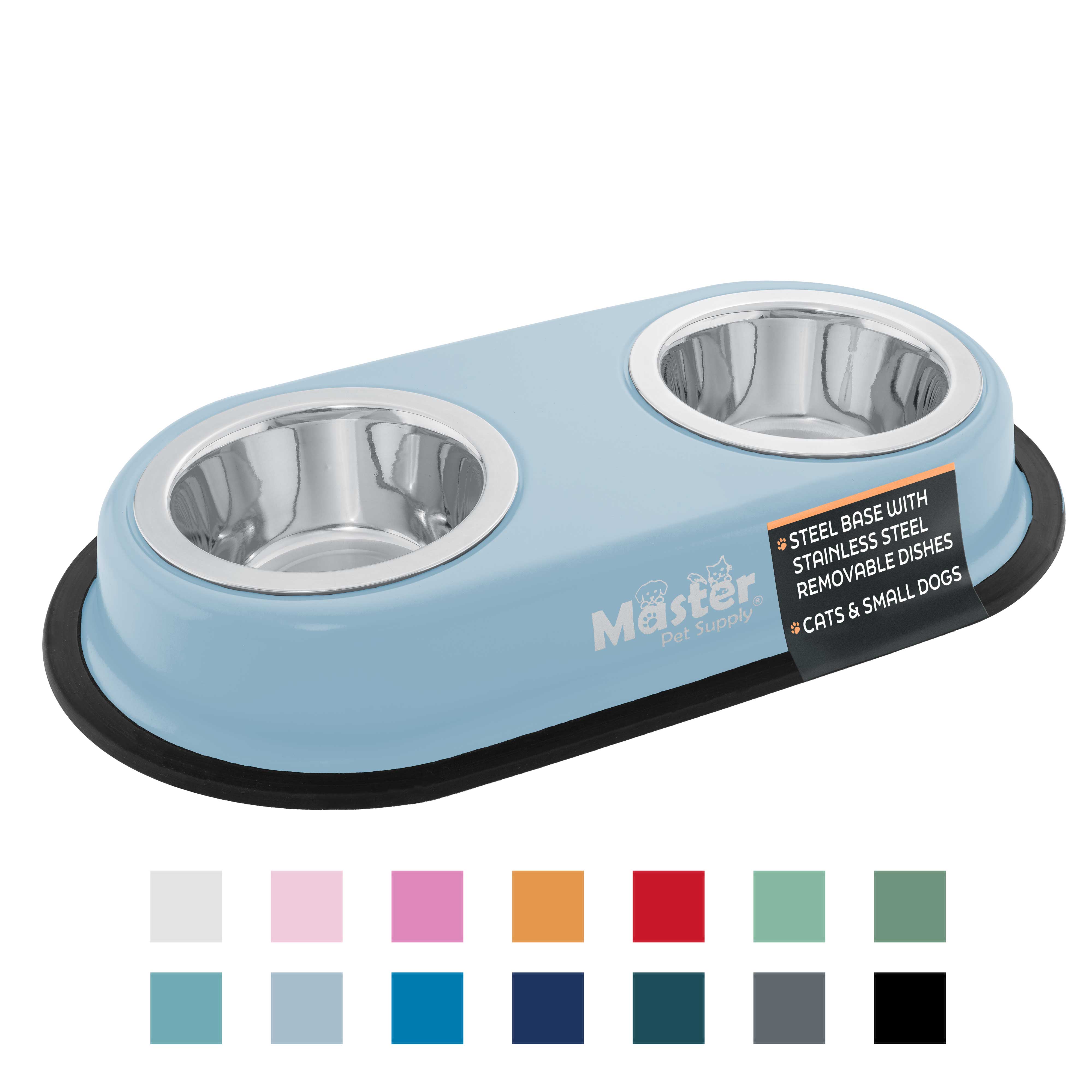 Master Pet Supply Double Dog Bowls Set with Elevated Base and 2 (8 oz ...