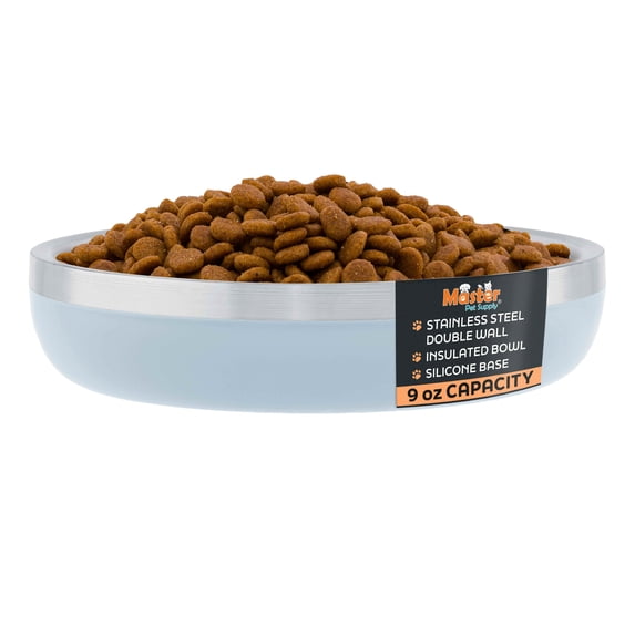 Master Pet Supply Stainless Steel Cat Bowls - 9 oz Heavy Duty - Glacier ...
