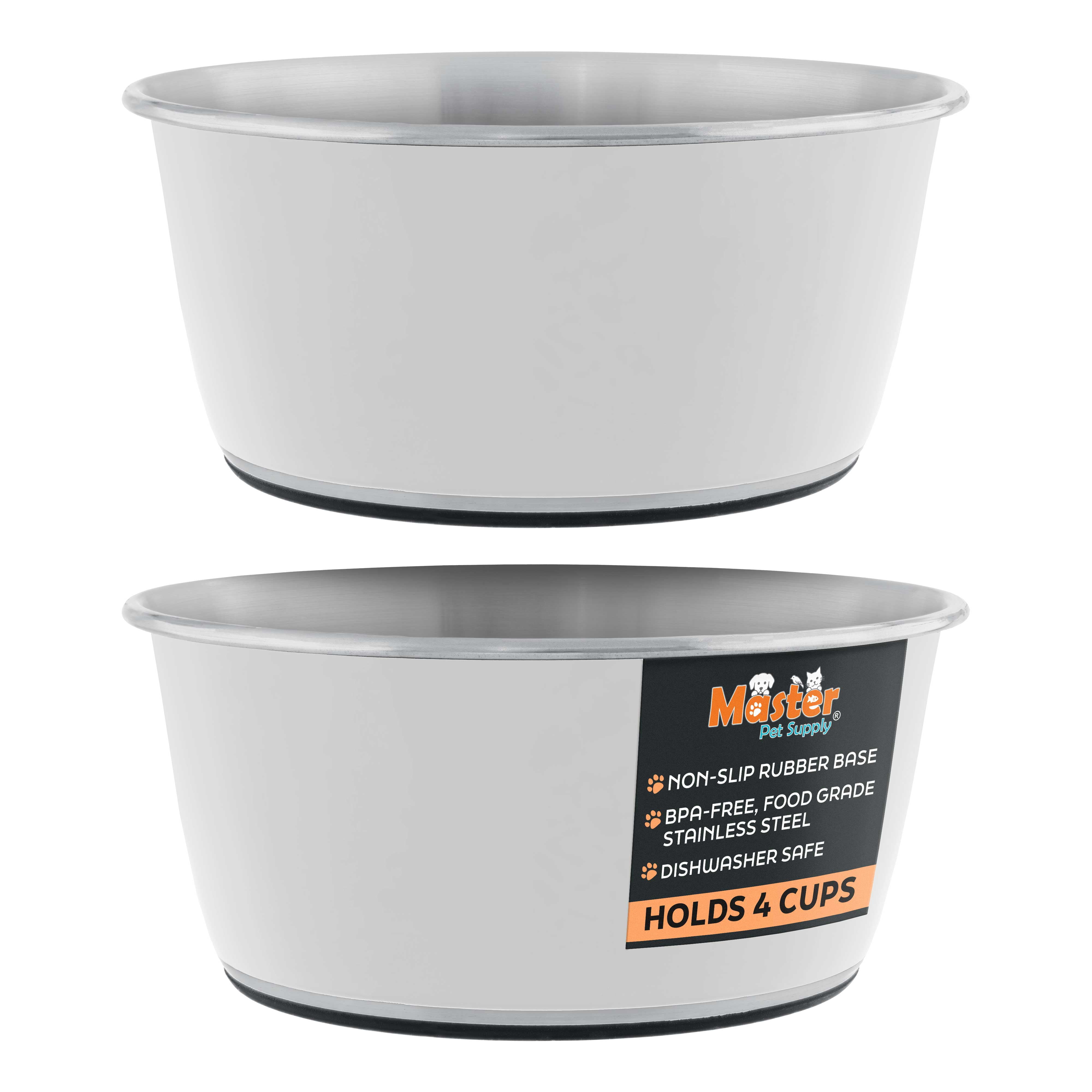 Master Pet Supply Stainless Steel Dog Bowls Set of 2 (32 Oz Each) with ...