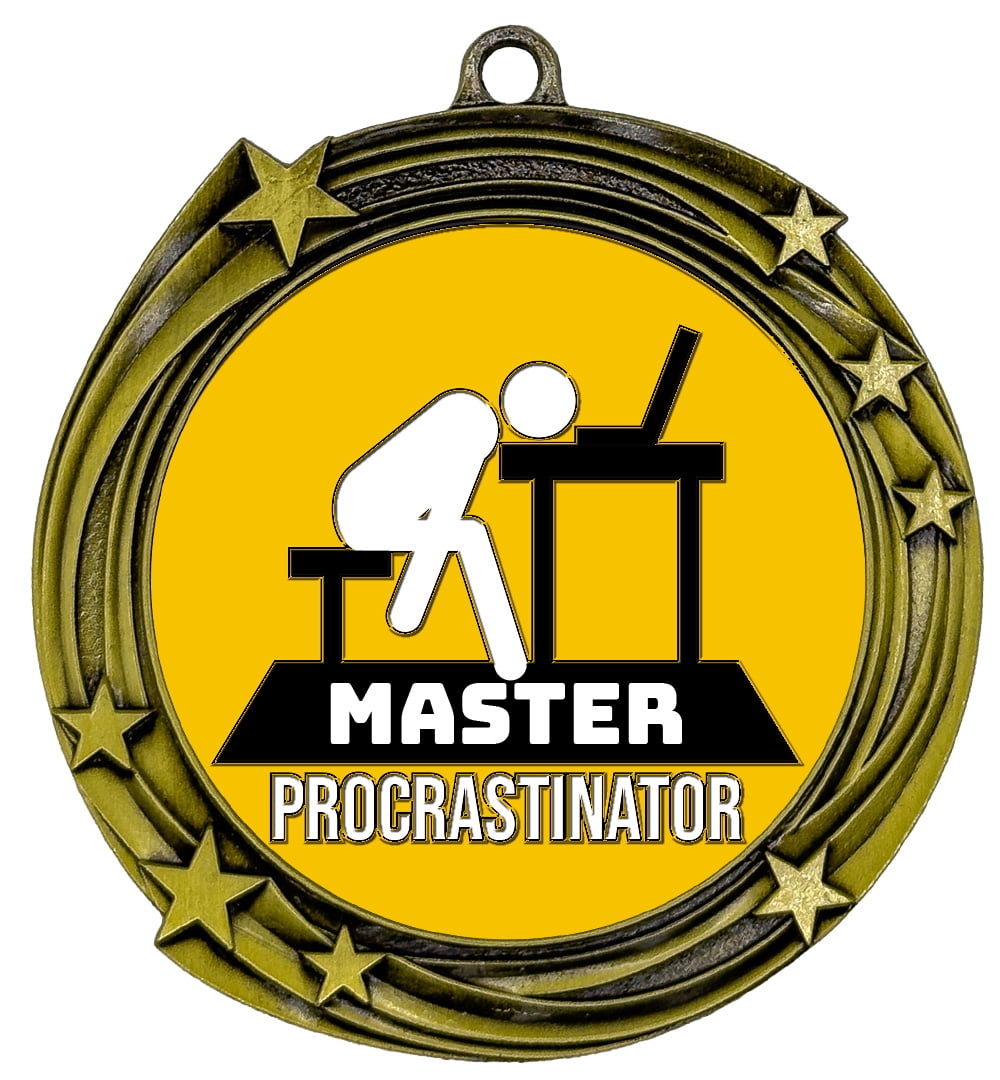 Master Procrastinator Novelty Stars Design Medal | Funny Coworker or Family Award | High Relief ...