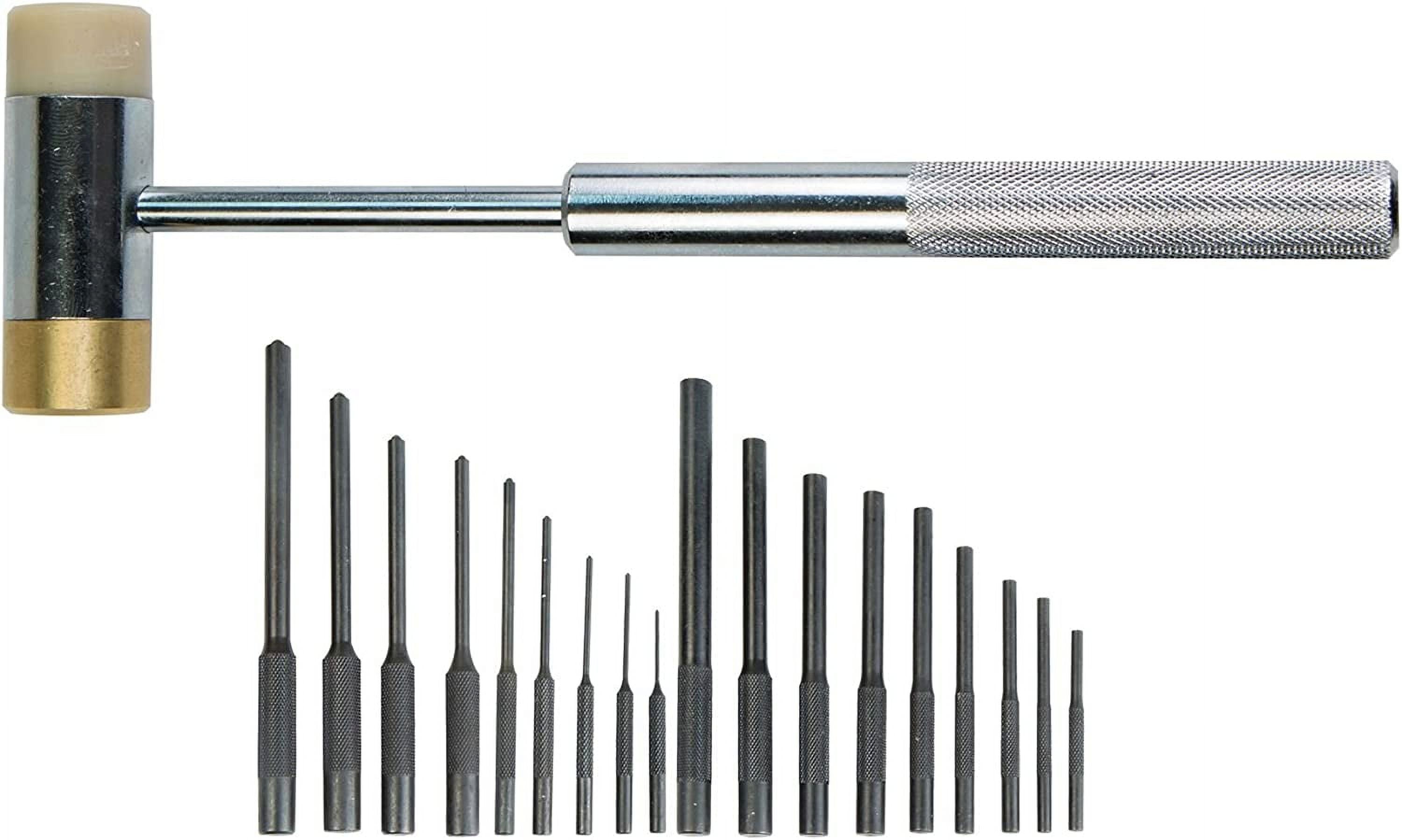 Master Roll Pin Punch Set with Dual Sided Hammer, Roll Pin Punches and Starters, Storage Case ...