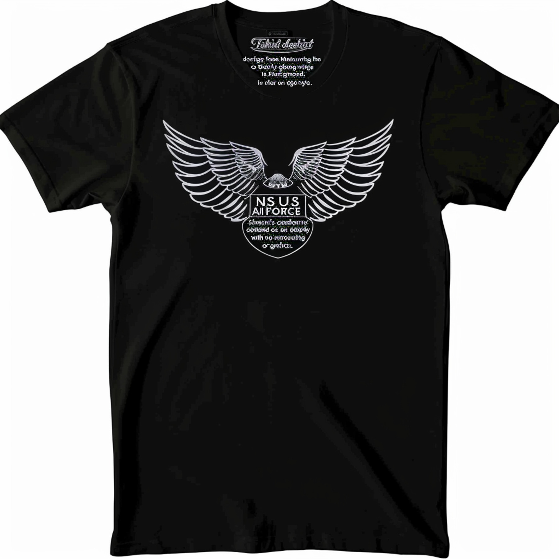 Master Sergeant Wings Black T Shirt Clean logo design featuring silver ...