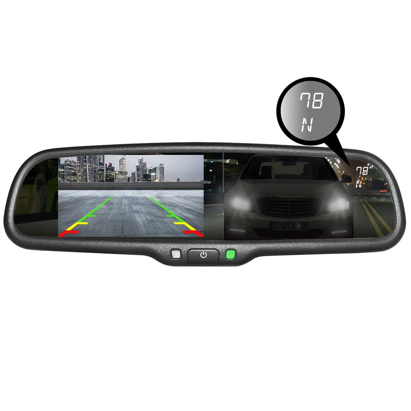 Master Tailgaters Rear View Car Mirror with 4.3" Ultra Bright LCD ...
