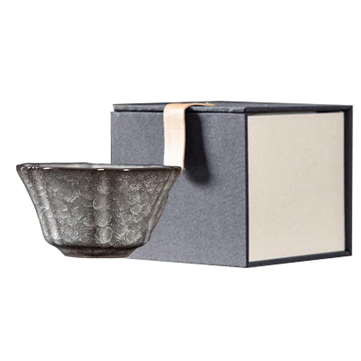 Master cup tea cup, black and gray kiln-turned ceramic single cup, Tianmu tea cup, Kung Fu tea ...